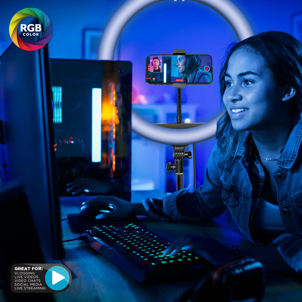 Bower 16" RGB Selfie Ring Light Studio Kit with W